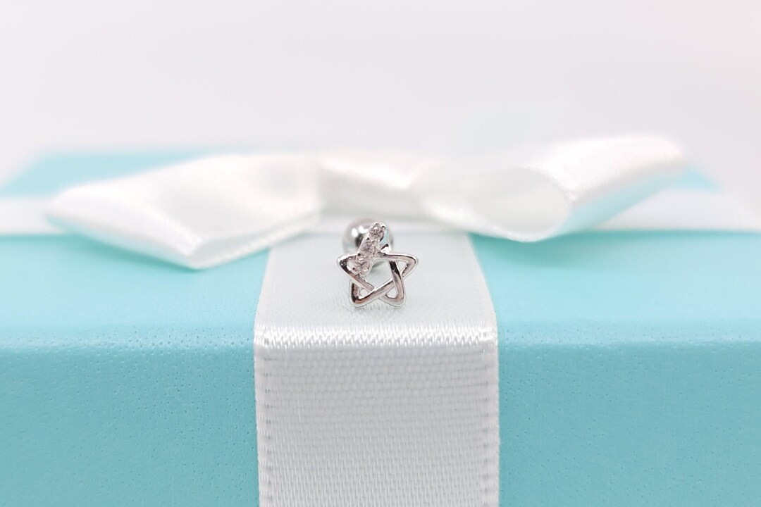 16G* Shooting Star Frame With CZ / Star Size: 5 X 6 Mm/various Post Bar ...