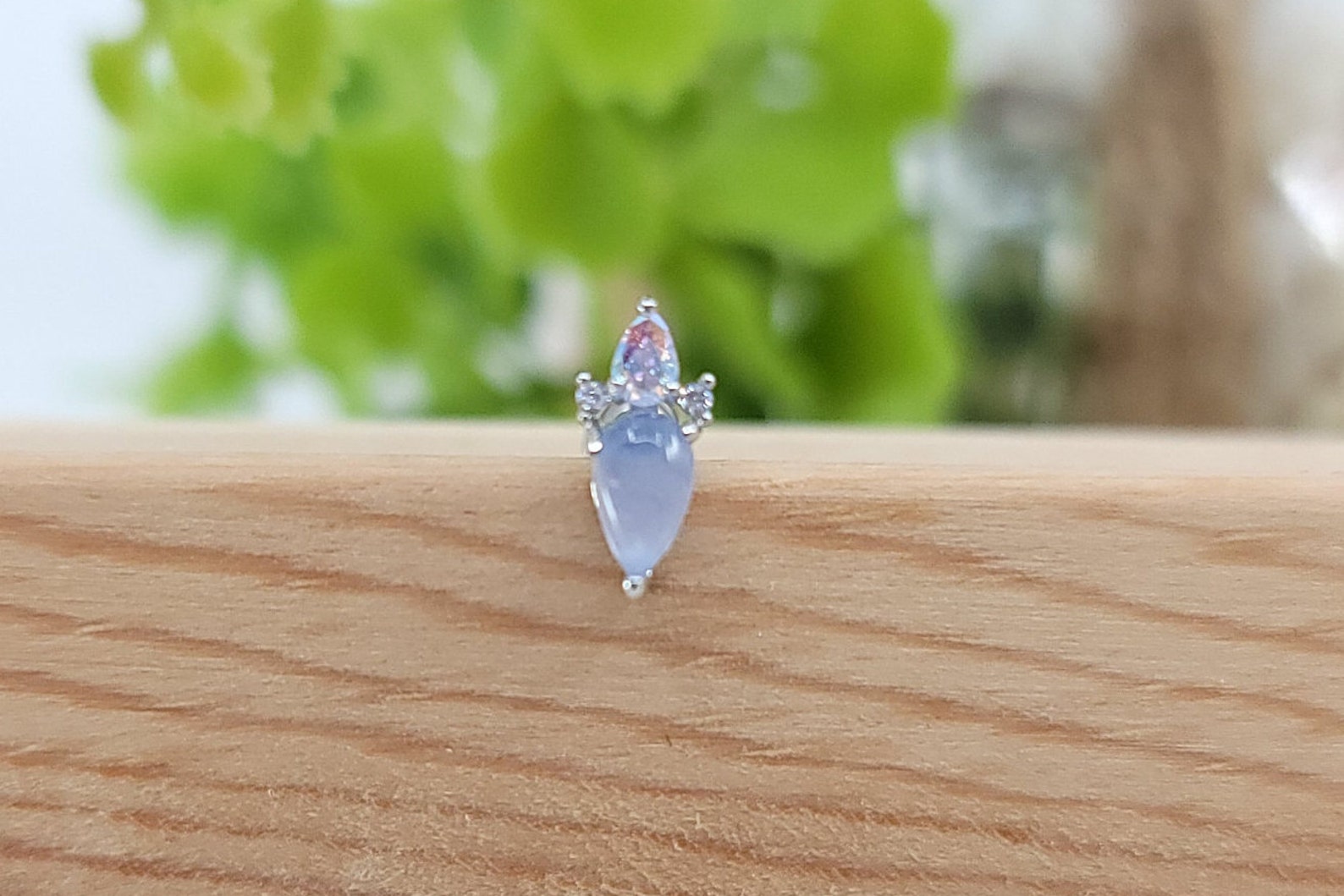 16G Light Blue Moon Stone With AB Stone Cartilage | Etsy