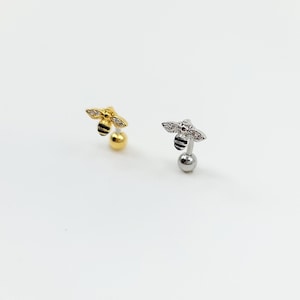 16G* Cute Bee Cartilage Piercing/ Top Design Size: 9x6mm/ Rook Piercing ...