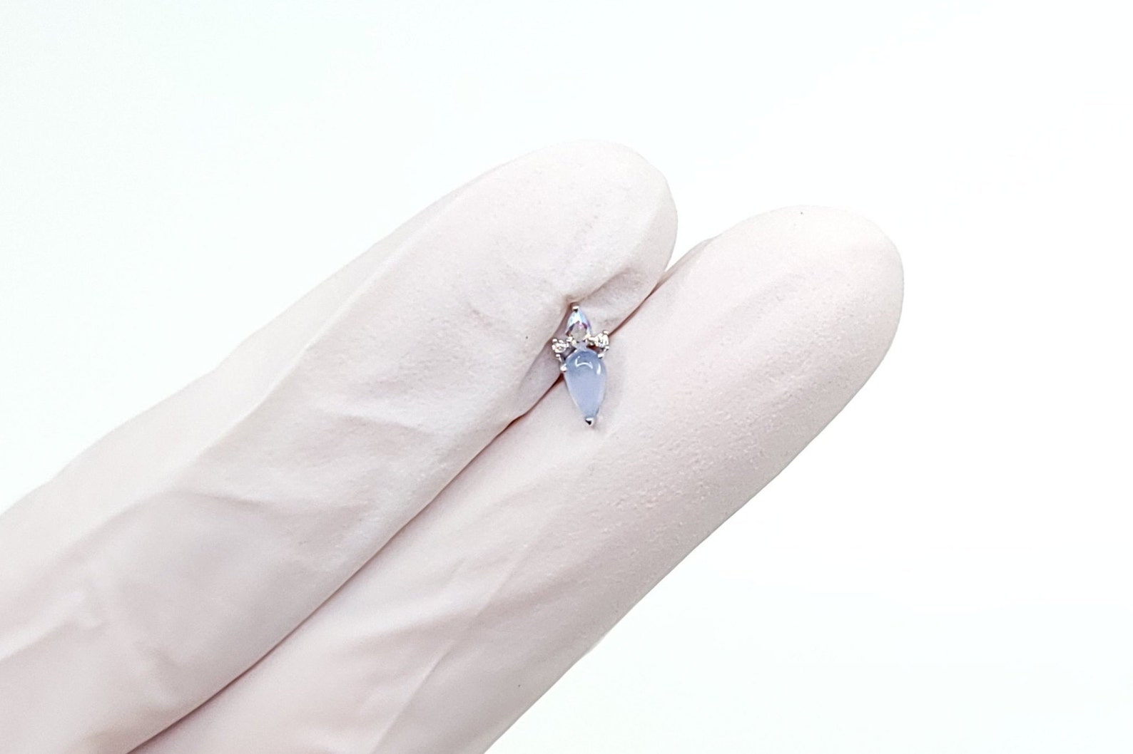 16G Light Blue Moon Stone With AB Stone Cartilage | Etsy