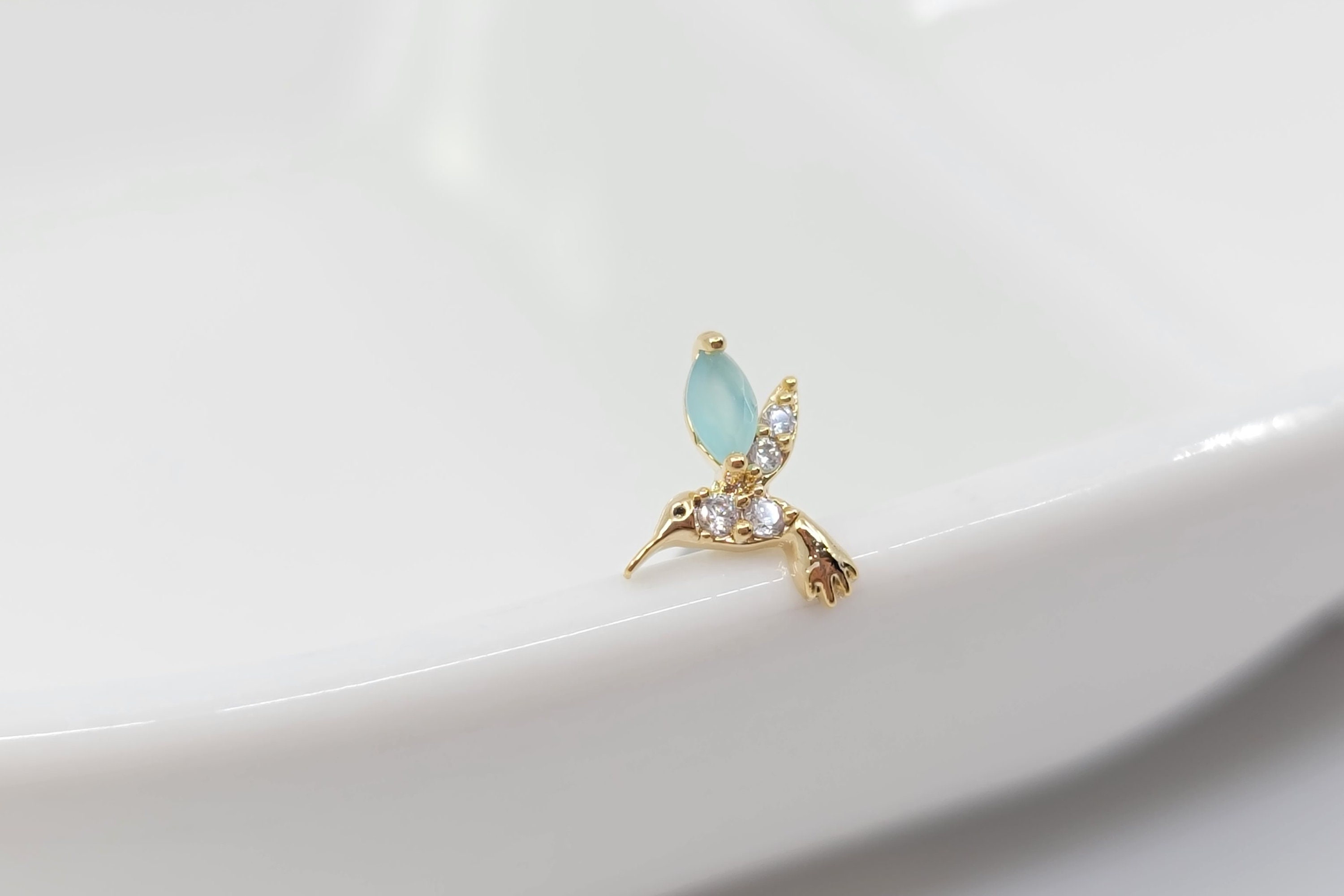 Fortune Hummingbird With Jade Moonstone Cartilage Piercing/ Various ...