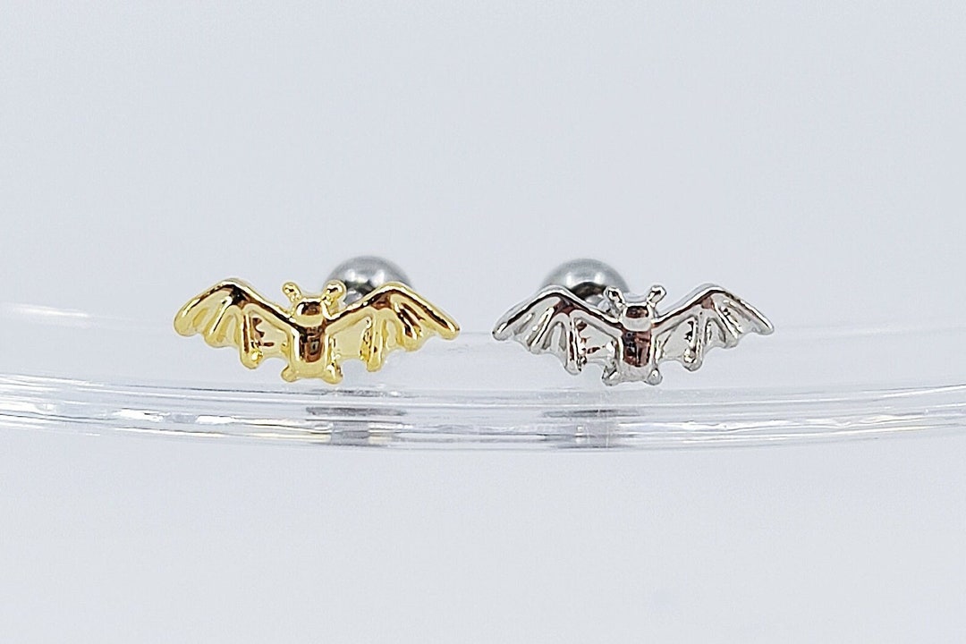16g*6mm(l)* Tiny Bat Cartilage Piercing/color: Silver or Gold/ Various ...