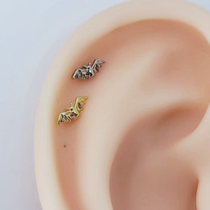 16g*6mm(l)* Tiny Bat Cartilage Piercing/color: Silver or Gold/ Various ...
