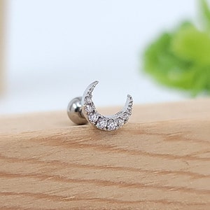Delicate Moon Cartilage Piercing/top Design: 7 X 5.5 Mm/ Various Post ...