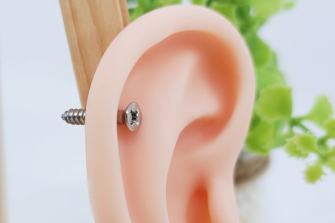 16G Screw Nail Cartilage Piercing/ Whole Surgical Steel/ Post Bar Externally Thread/ Bar Itself ...