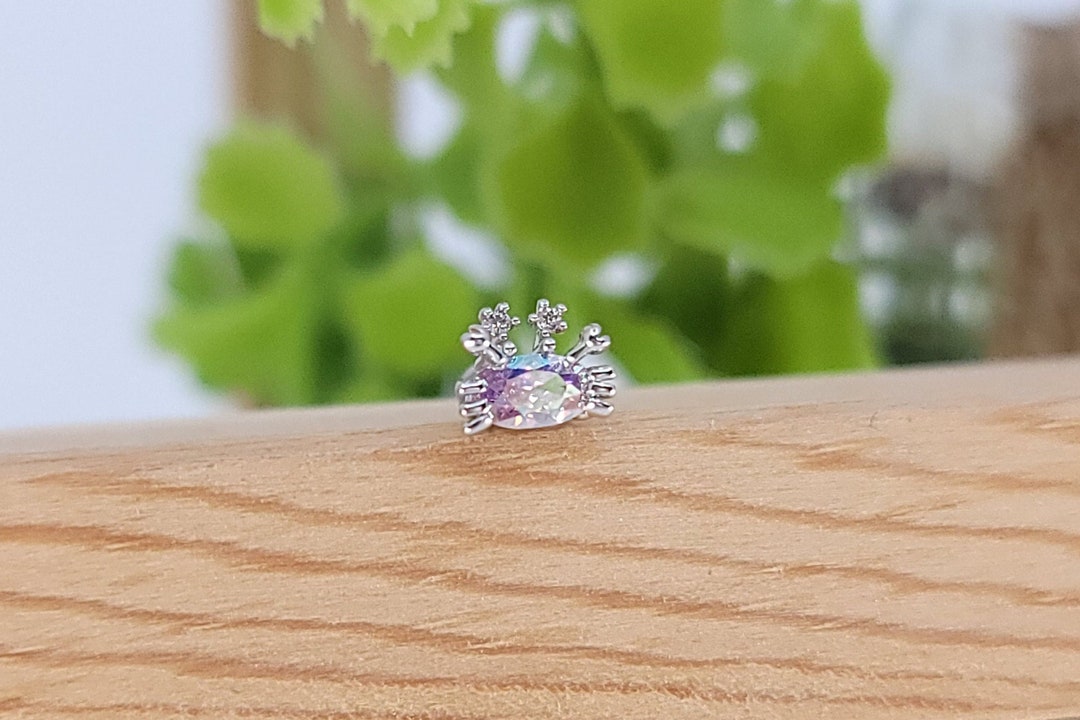 16G* AB Stone With Cute Crab Cartilage Piercing/various Post Bar ...