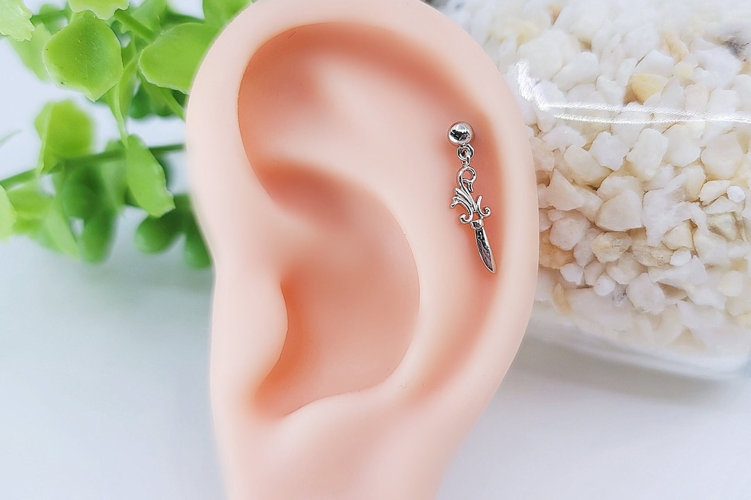 16G* Dangling Dagger Cartilage Piercing/various Post Bar Externally ...
