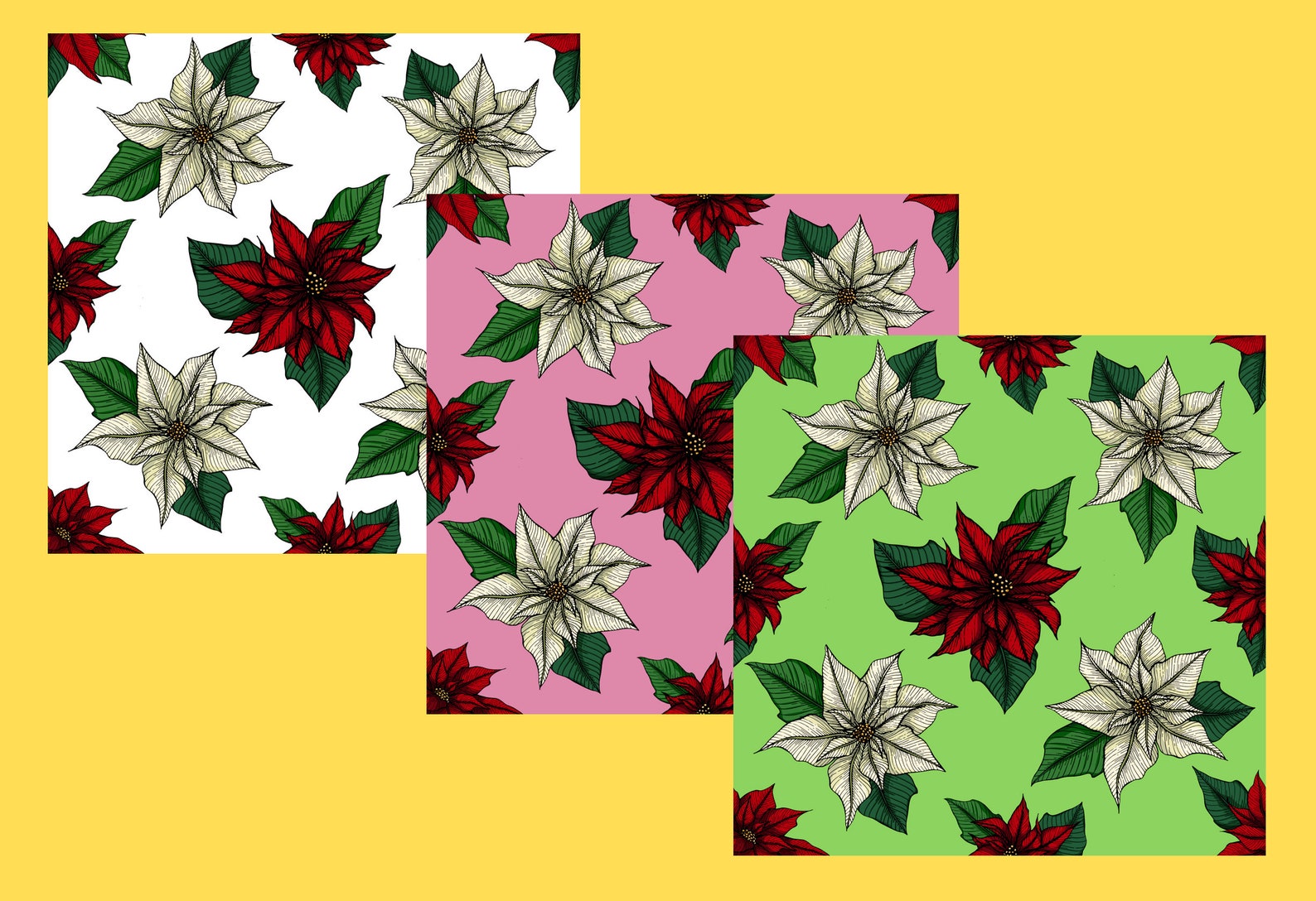 Poinsettia Christmas Flowers, Digital Paper Downloads, 34 Seamless ...