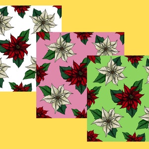 Poinsettia Christmas Flowers, Digital Paper Downloads, 34 Seamless ...