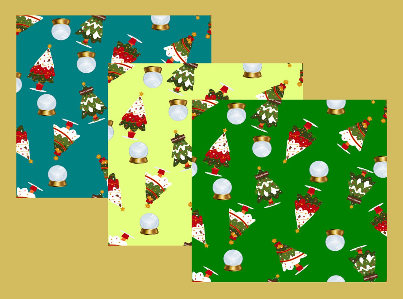 Christmas Tree Digital Papers Holiday Craft Instant - Etsy