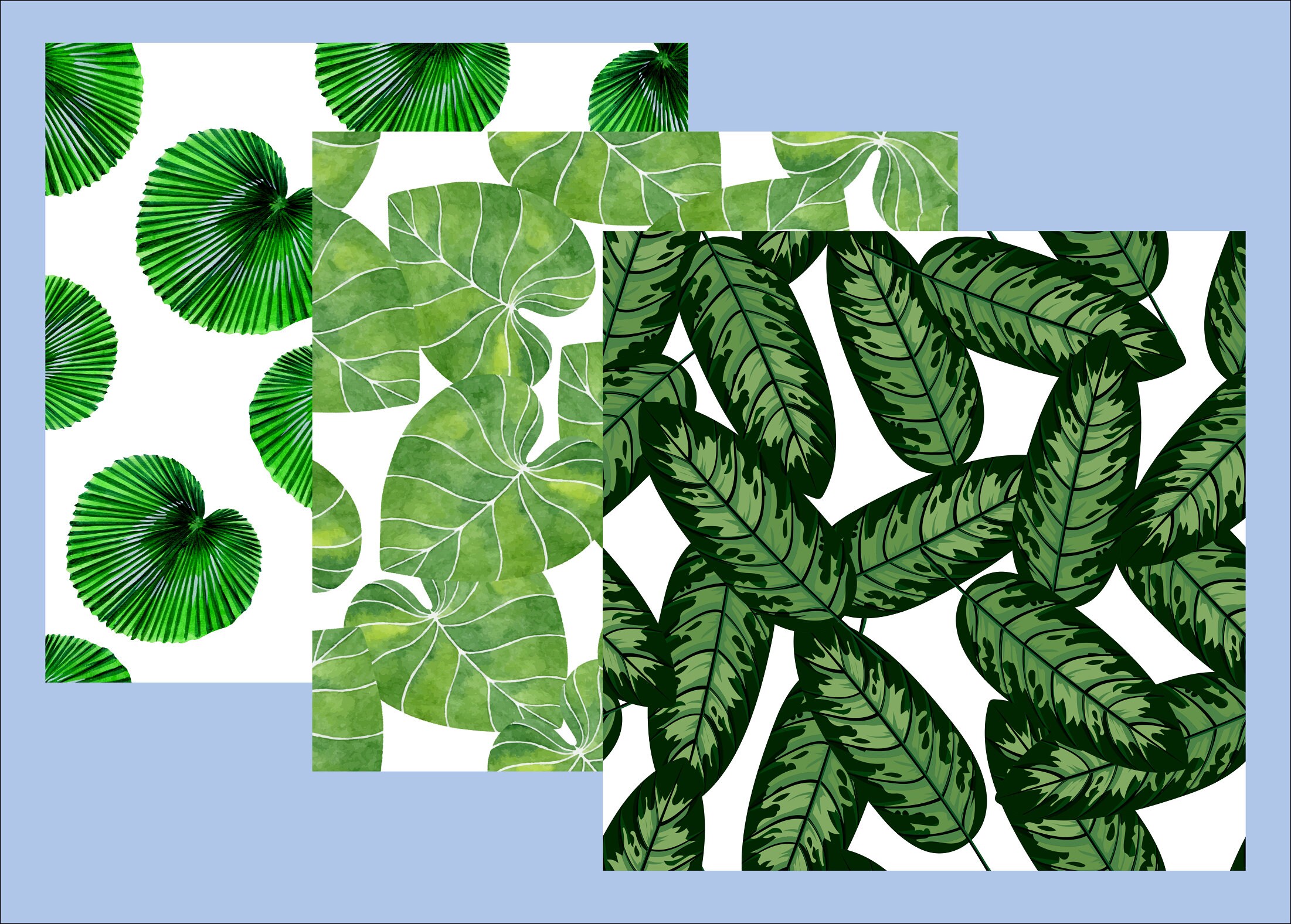 Tropical Leaves Digital Papers, Green Leaf Background Design, Seamless ...