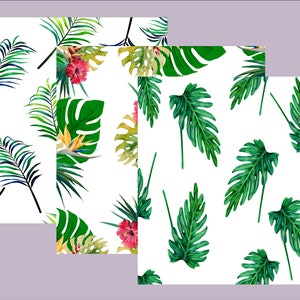 Tropical Leaves Digital Papers, Green Leaf Background Design, Seamless ...