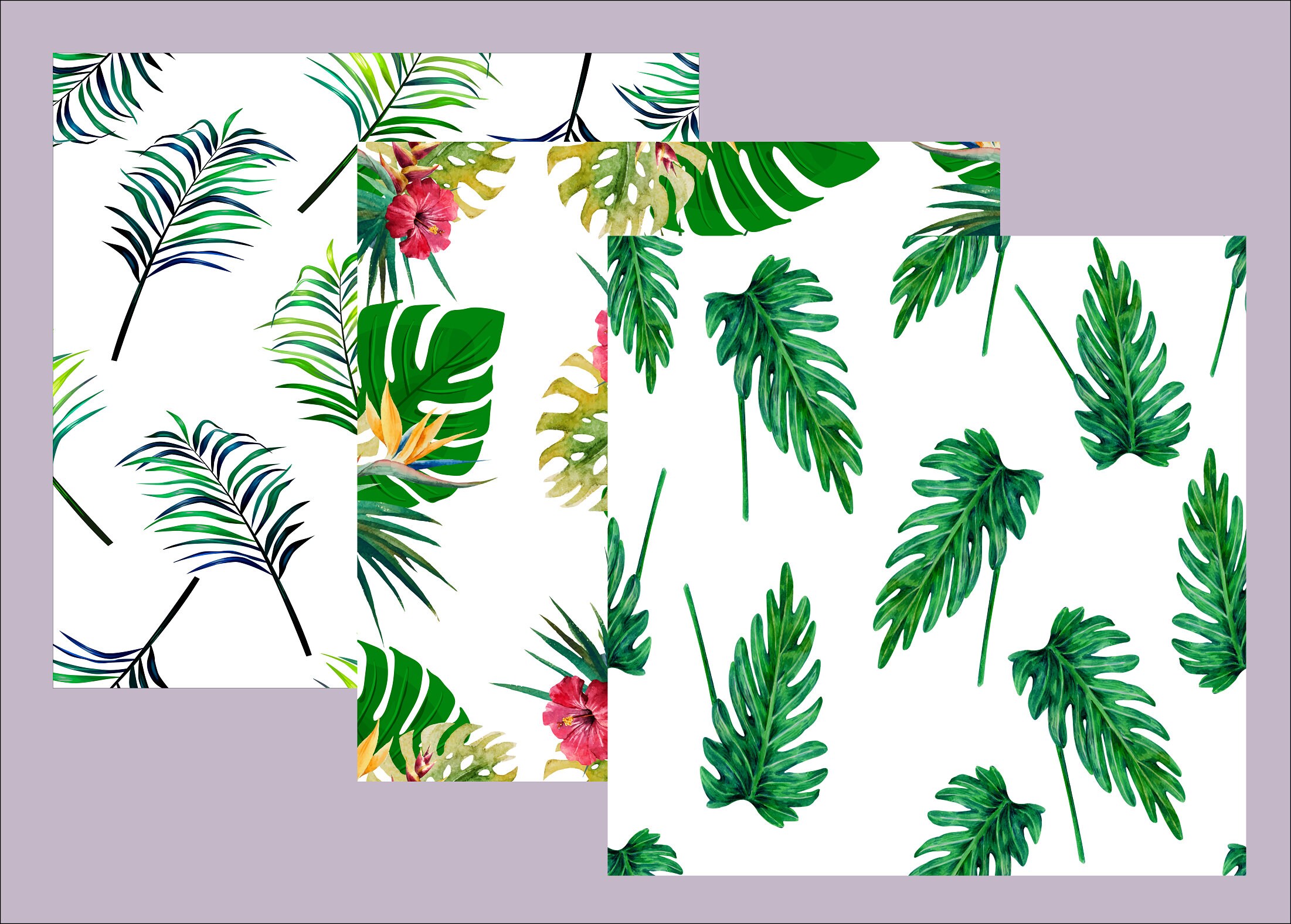 Tropical Leaves Digital Papers, Green Leaf Background Design, Seamless ...