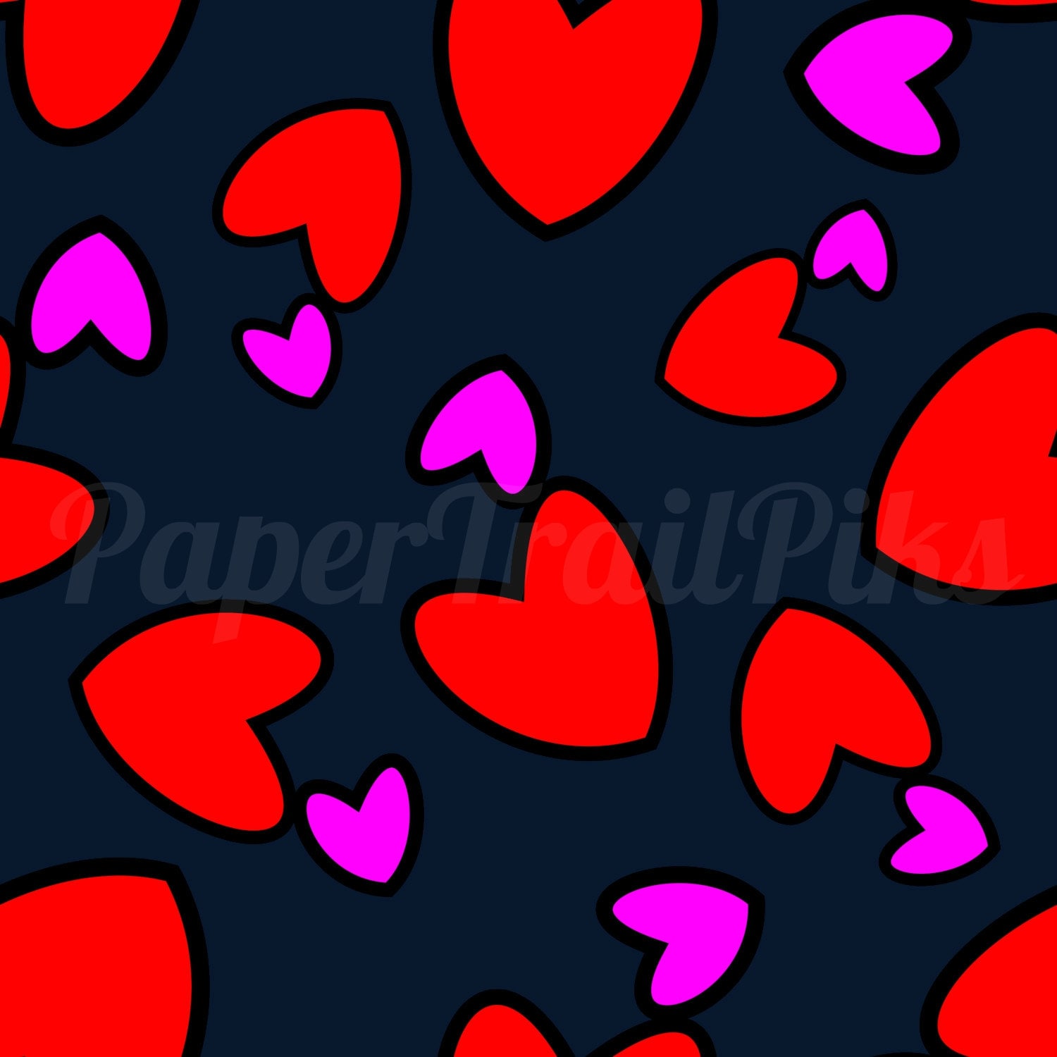 Hearts Red Pink Digital Paper Downloads, Seamless Hearts Designs ...