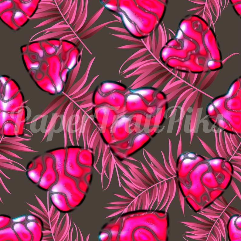 Hearts Leaves Seamless Digital Download Wallpaper Backgrounds Textured Hearts and Leaves ...