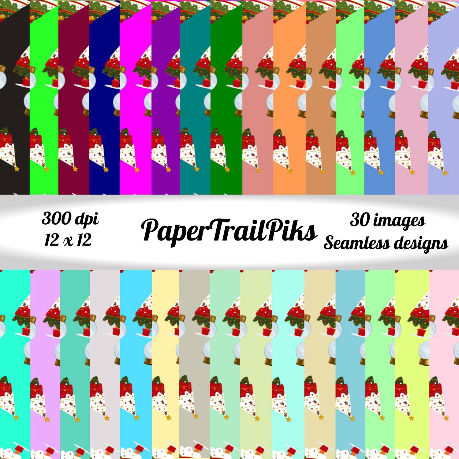 Christmas Tree Digital Papers Holiday Craft Instant - Etsy