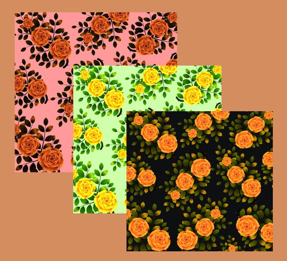 Flowers Digital Paper Digital Downloads Scrapbooking - Etsy