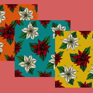 Poinsettia Christmas Flowers, Digital Paper Downloads, 34 Seamless ...