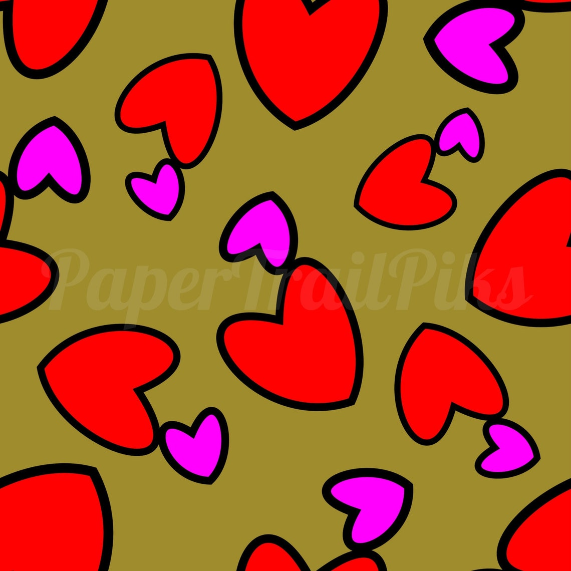 Hearts Red Pink Digital Paper Downloads, Seamless Hearts Designs ...