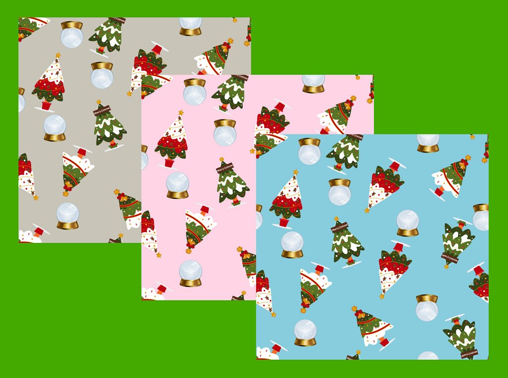 Christmas Tree Digital Papers Holiday Craft Instant - Etsy