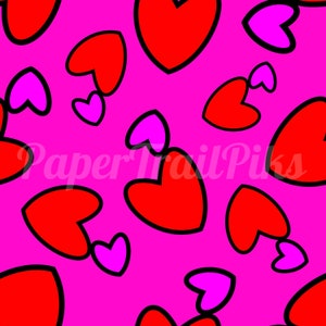 Hearts Red Pink Digital Paper Downloads, Seamless Hearts Designs ...