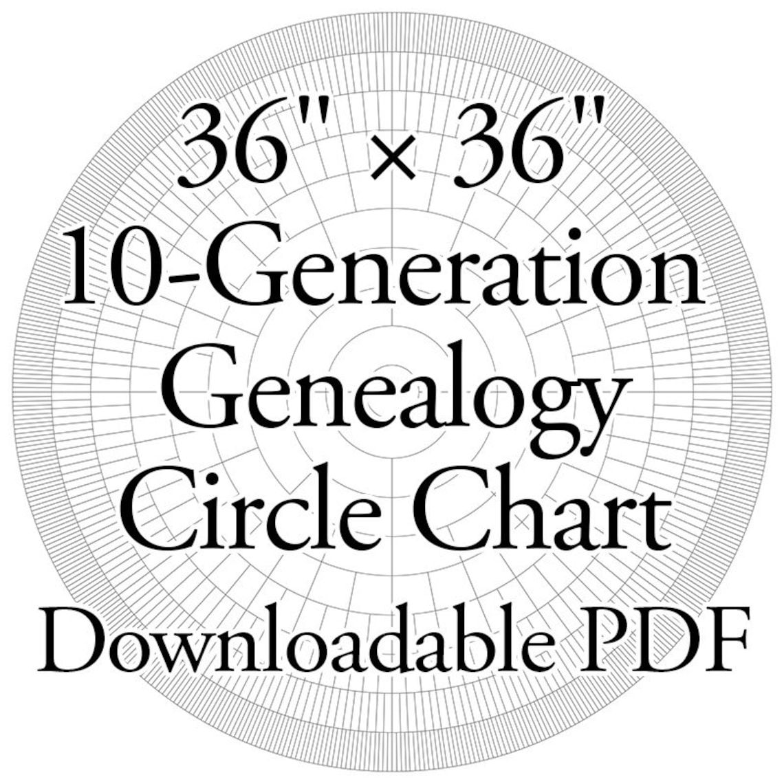 10 Generation Genealogy Circle Chart Printable 36" X 36" - Etsy