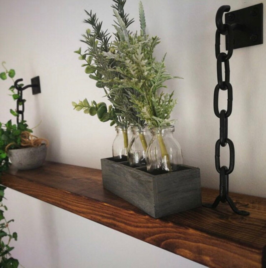 Set of 2 Unique Industrial Chain Shelving Brackets Various Lengths ...
