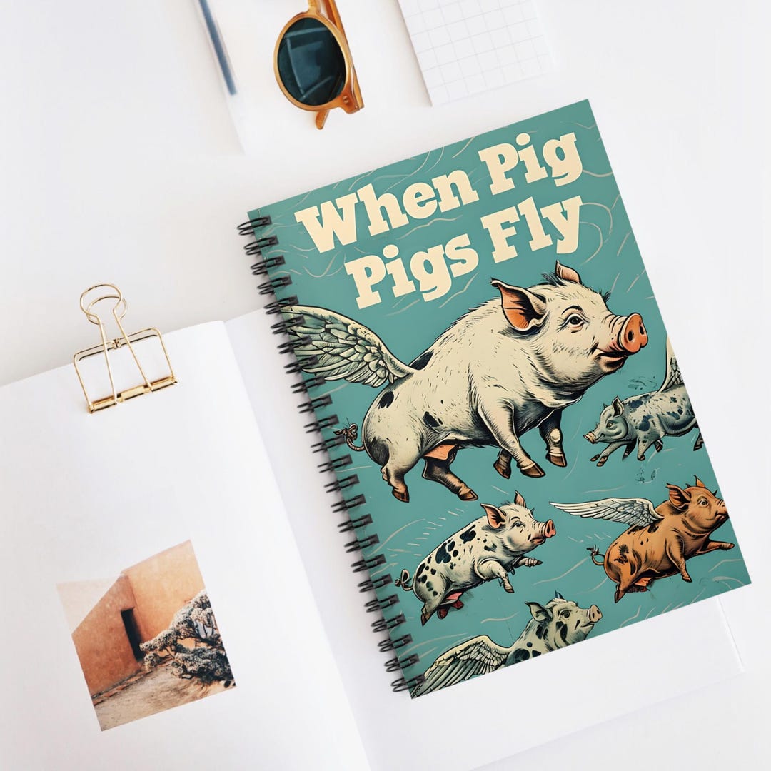 When Pigs Fly Notebook | Funny Flying Pig Journal | Vintage Farm Animal ...