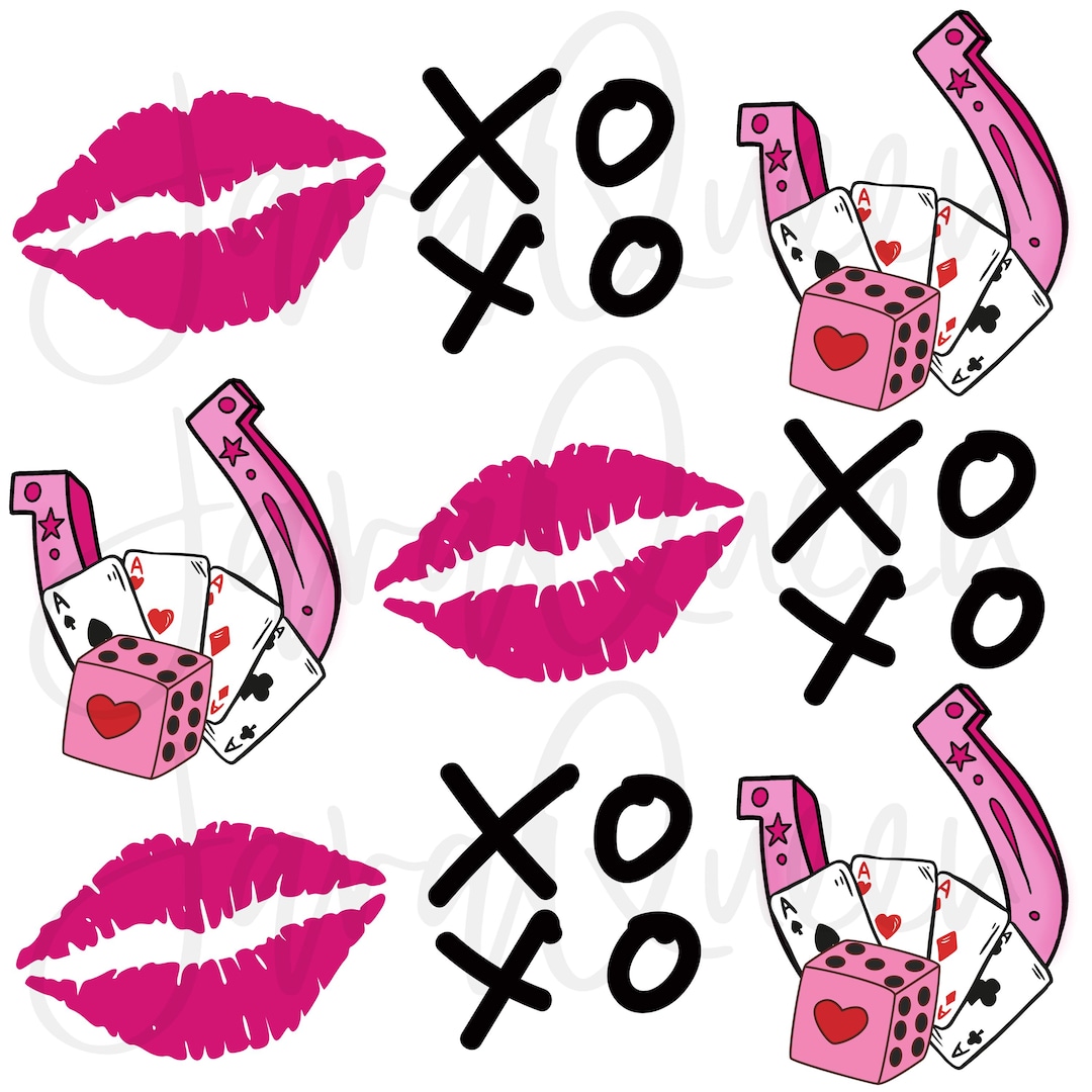 Vegas Kiss PNG | Hot Pink Lips, Dice & Playing Cards | Digital File for ...
