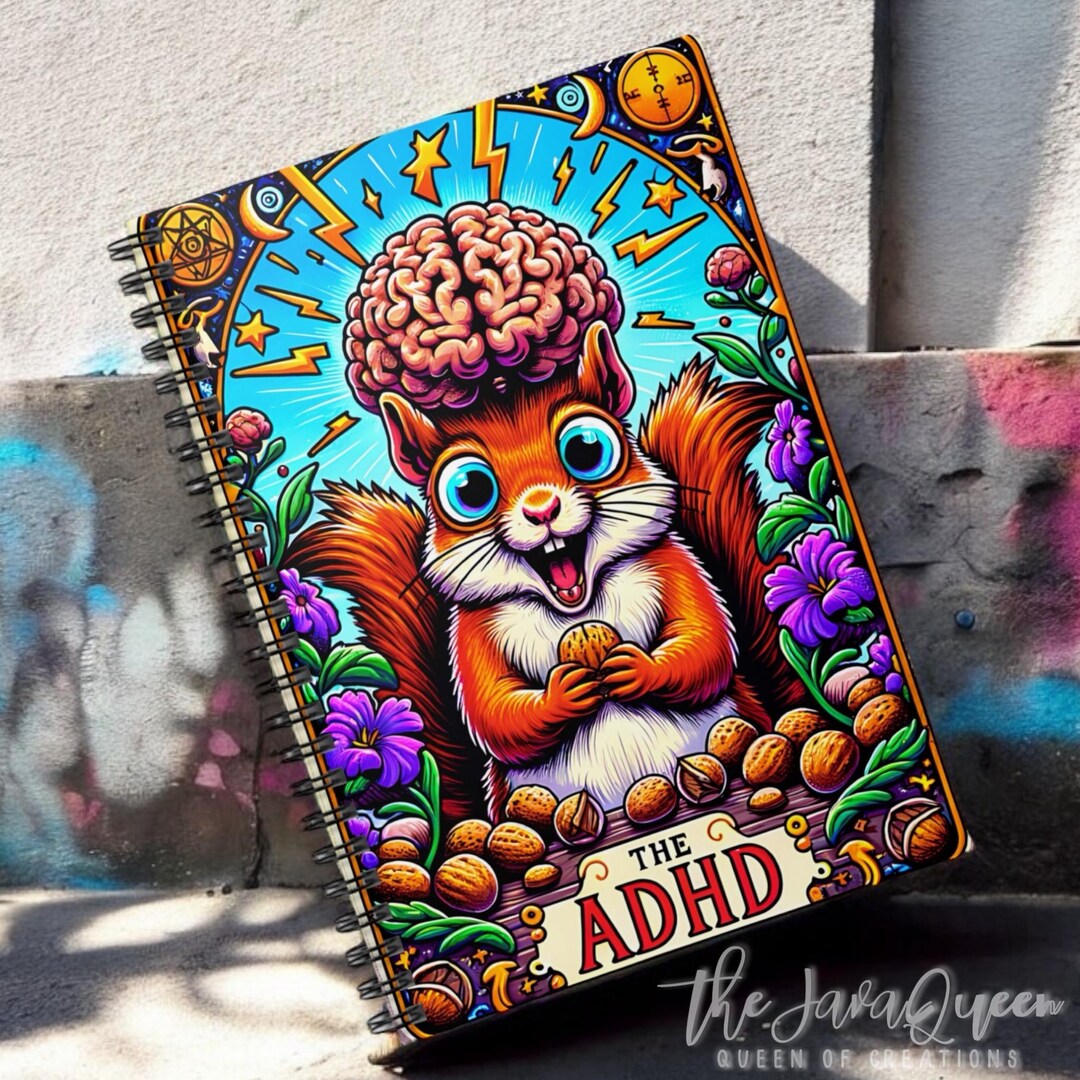 ADHD Squirrel Spiral Notebook – Quirky Art Journal, Neurodivergent Gift ...