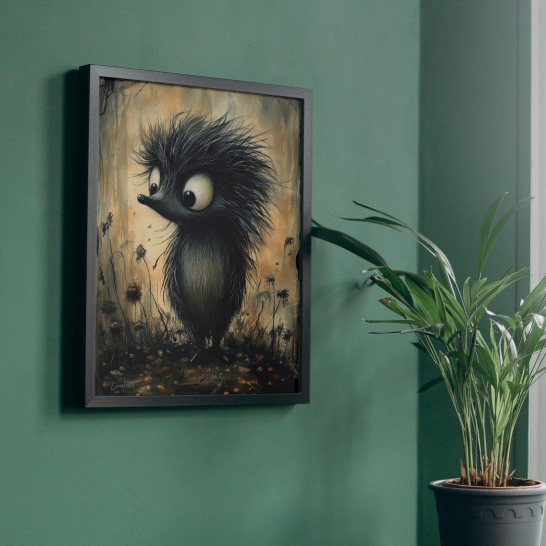 Dusky Quill - Gothic Hedgehog Wall Art, Dark Fairytale Animal Print ...