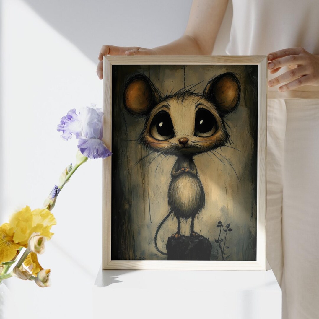 Little Lurker - Whimsical Gothic Mouse Art, Dark Storybook Print, Moody ...