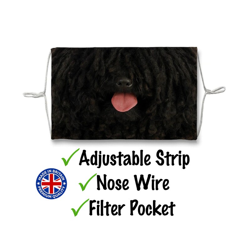 Puli Dog Mouth Face Mask With Filter Pocket Self Adhesive Nose | Etsy
