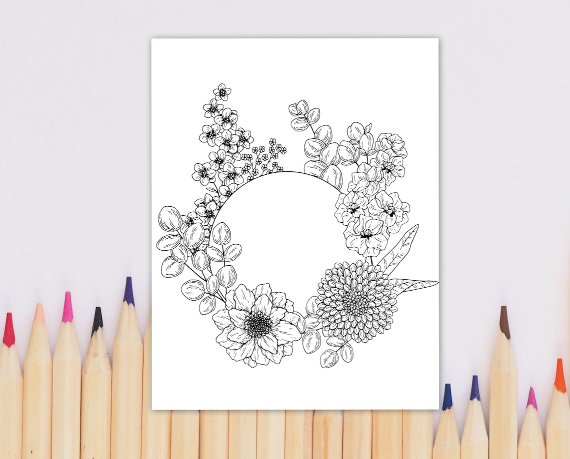 Botanical Adult Coloring Books. Coloring Page PDF. Flower Coloring ...
