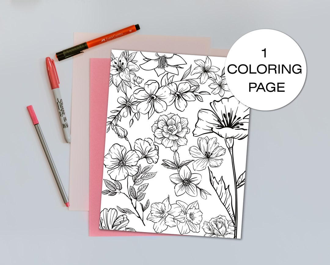 Botanical Adult Coloring Books. Coloring Page PDF. Flower Coloring ...