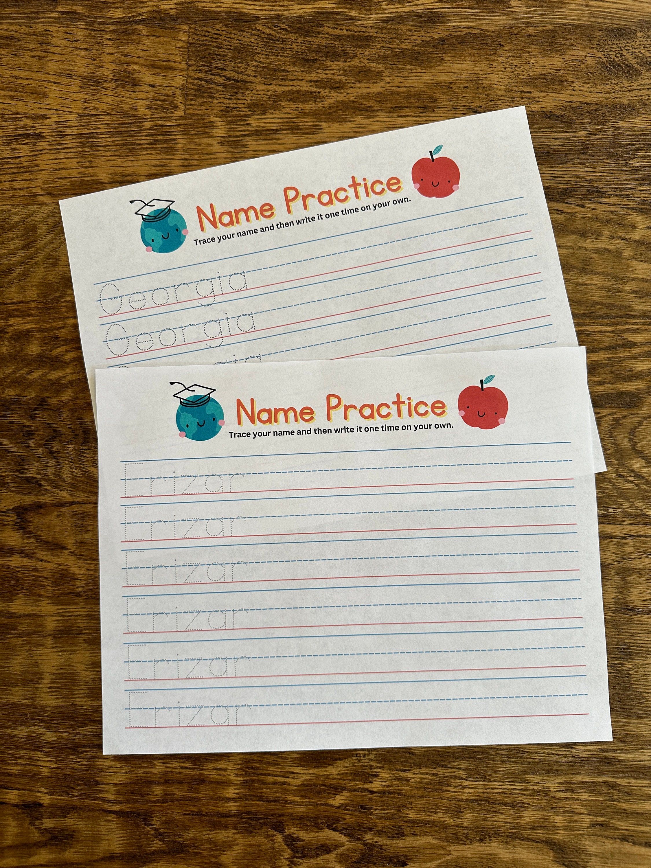 Personalized Name Handwriting Sheet Printable PDF Preschool K-2 ...