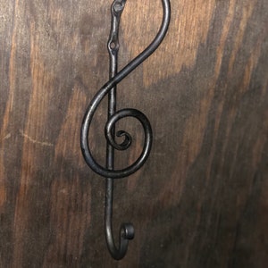 Treble Clef Wrought Iron Hook Hans Forged Hook Wall Hook Music Lovers ...