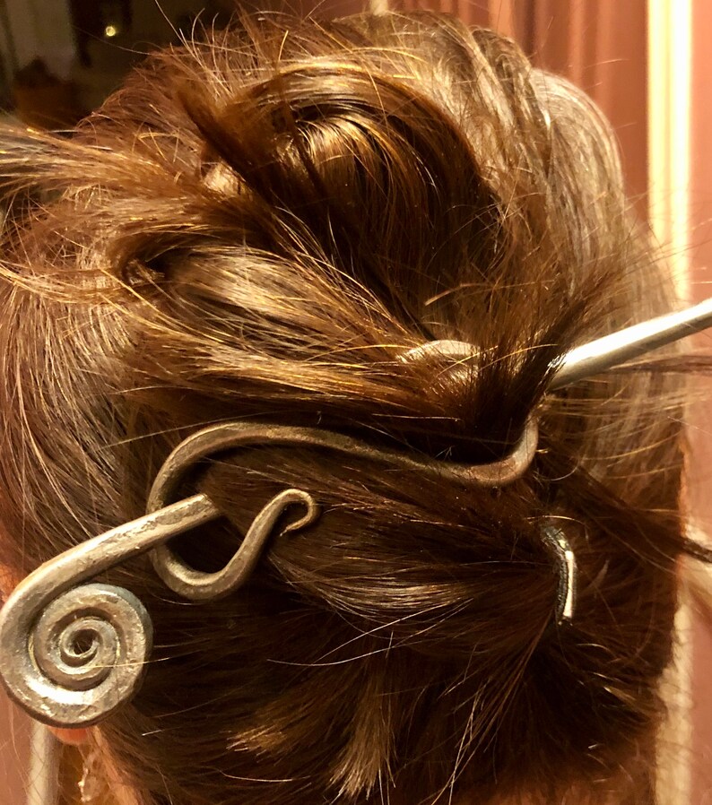 Hand Forged Hair Pin Spiral Scroll Hair Pin Hand Forged Hair - Etsy