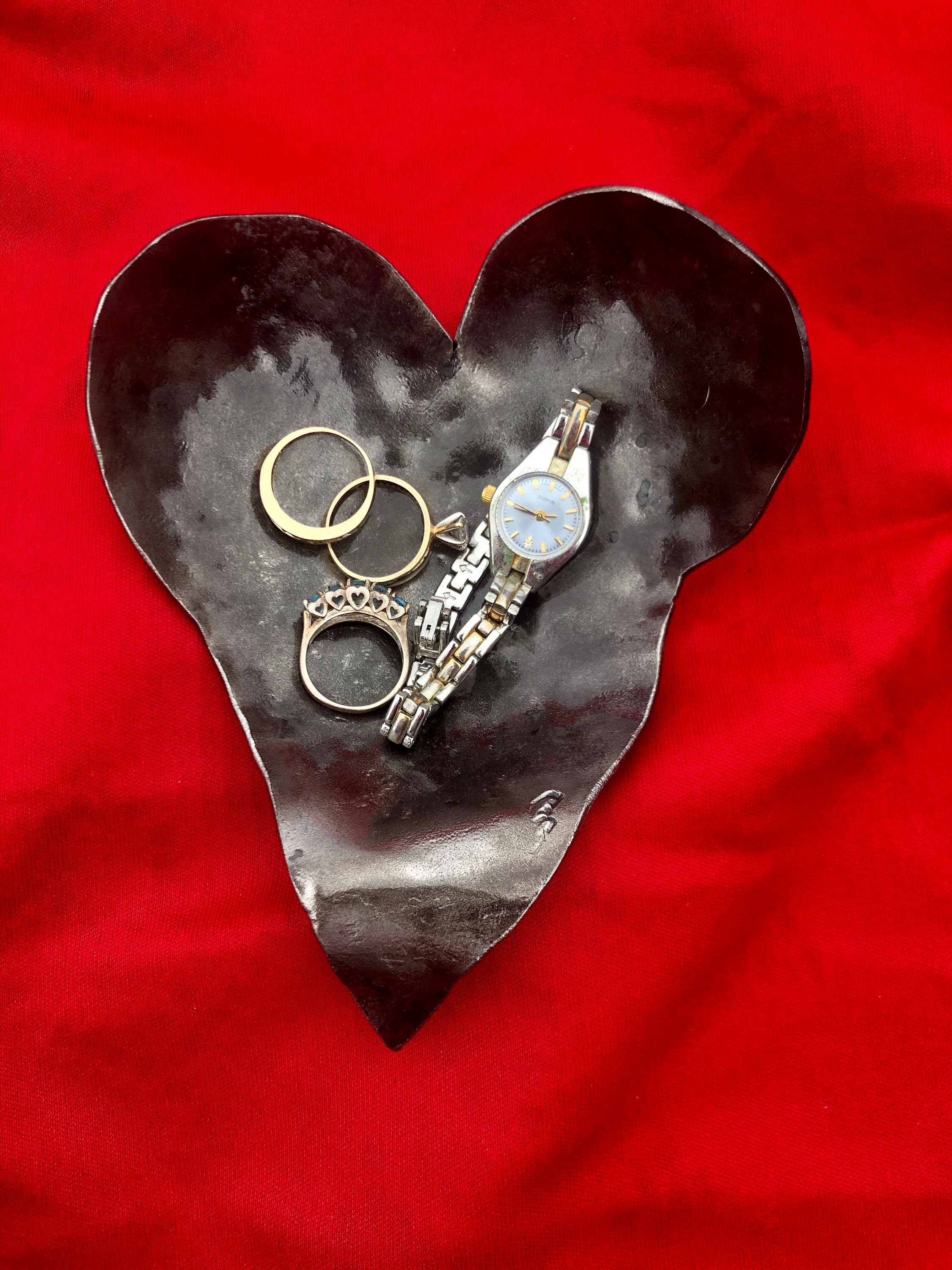 Heart Bowl Jewelry Holder Hand Forged Steel Iron Heart Shaped | Etsy