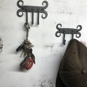 Set of Two Hand Forged Hook Racks With Rams Head Scrolls Traditional ...