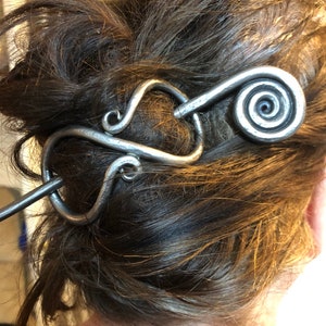 Hand Forged Hair Pin Spiral Scroll Hair Pin Hand Forged Hair Pin ...