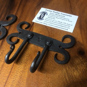 Set of Two Hand Forged Hook Racks With Rams Head Scrolls Traditional ...