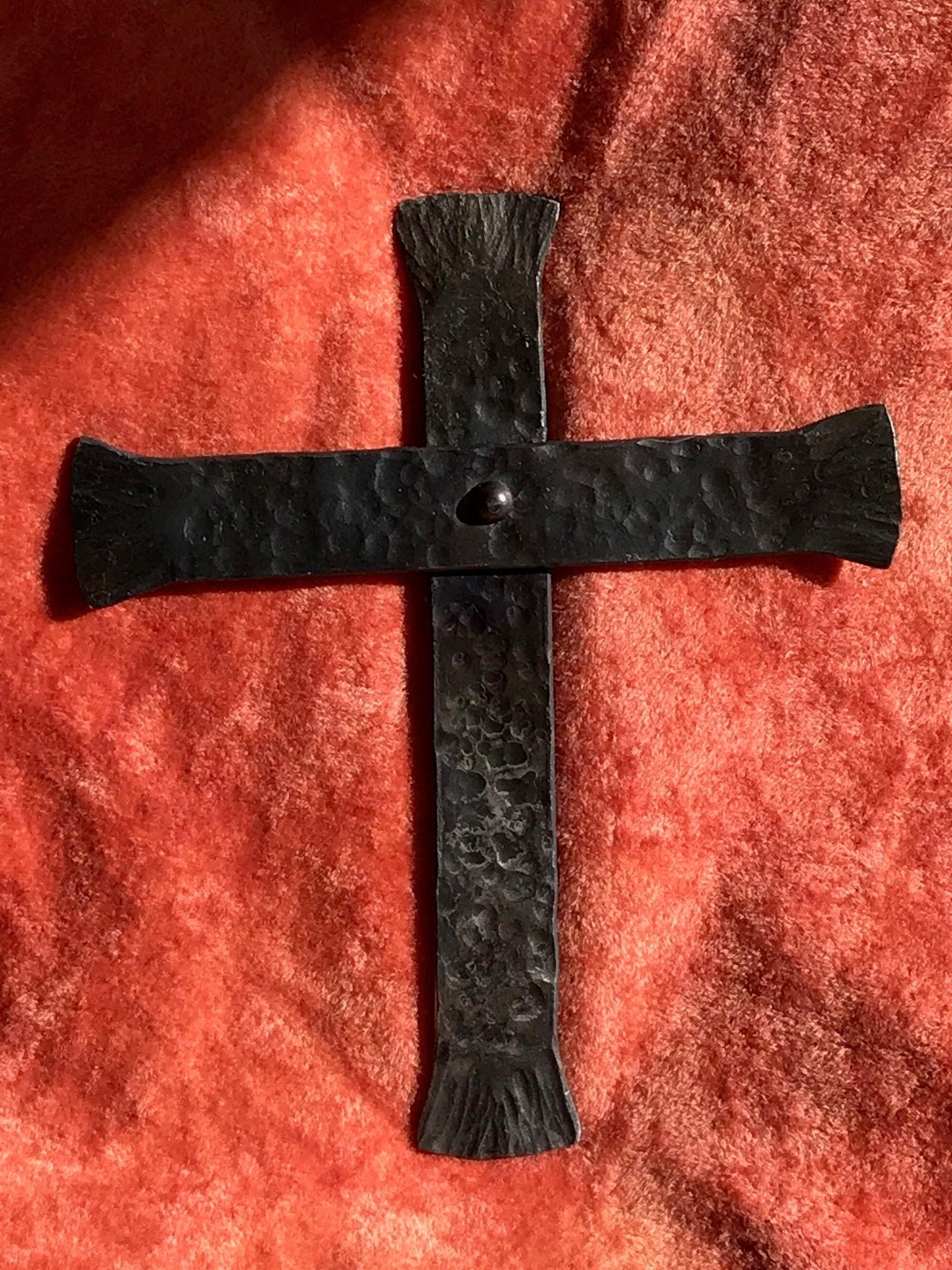 Hand Forged Old Rugged Cross Wrought Iron Hand Forged Christian Folk ...