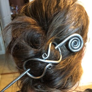 Hand Forged Hair Pin Spiral Scroll Hair Pin Hand Forged Hair Pin ...