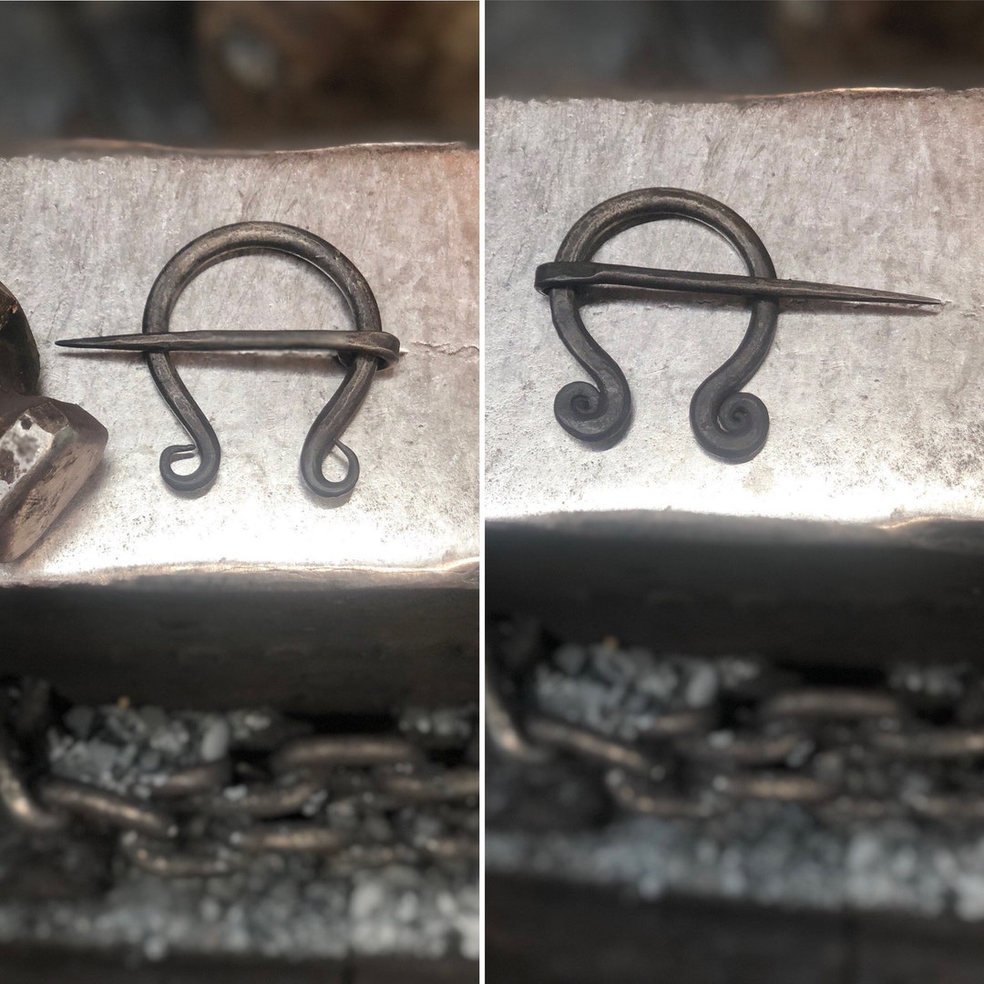 Hand Forged Iron Cloak Pin Penannular Brooch Blanket Pin LARP Renfest ...