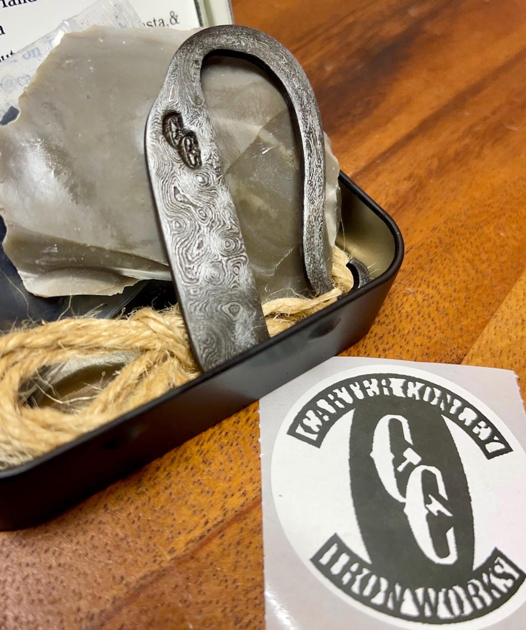 Hand Forged Damascus Flint Striker Fire Steel Blacksmith Made Ohio Made ...