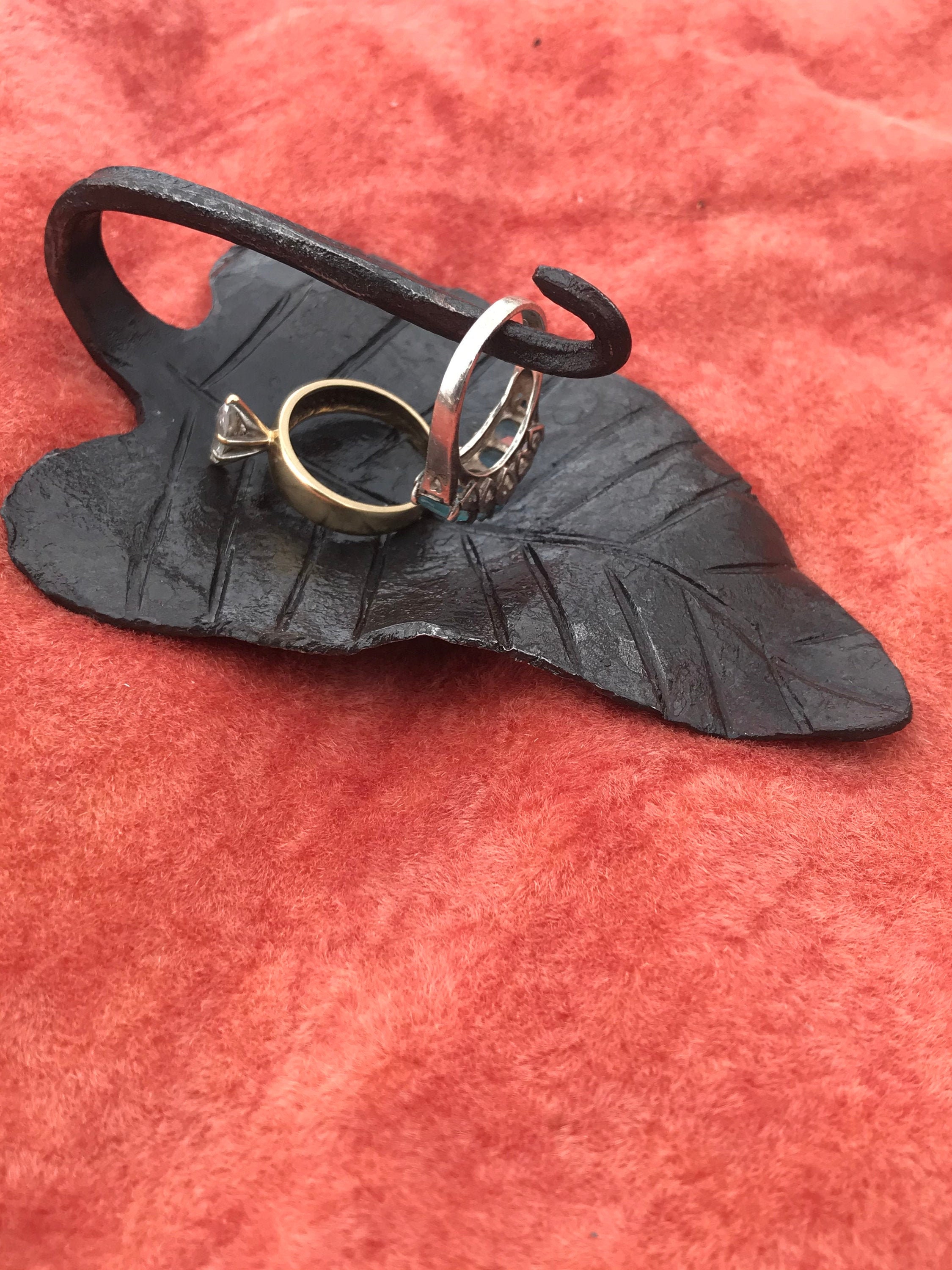 Leaf Ring Holder Hand Forged Steel Iron Blacksmith Made Ohio | Etsy