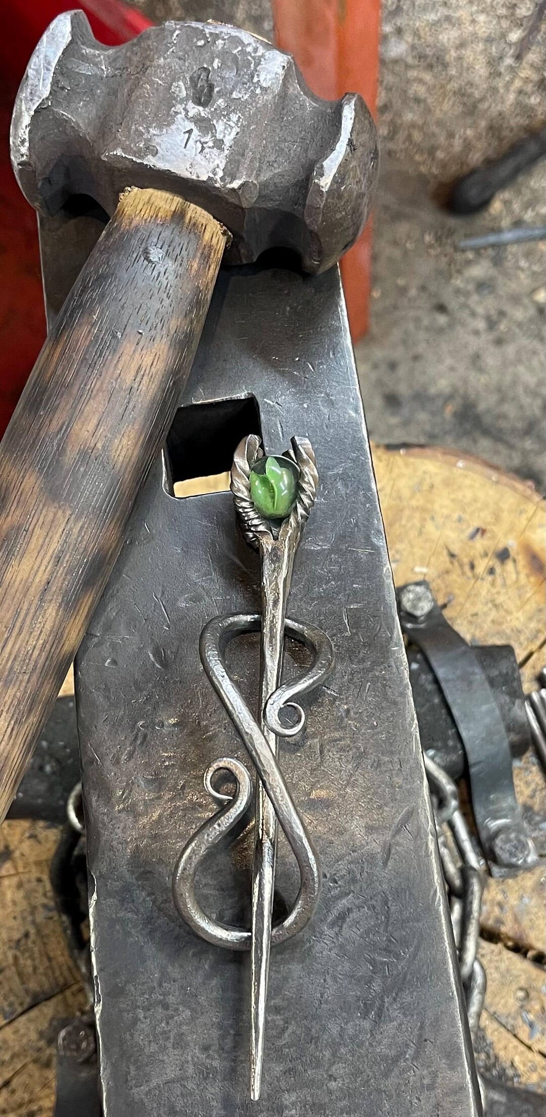 Hand Forged Caged Marble Magic Wand Hair Pin Blacksmith Made Ohio Made ...