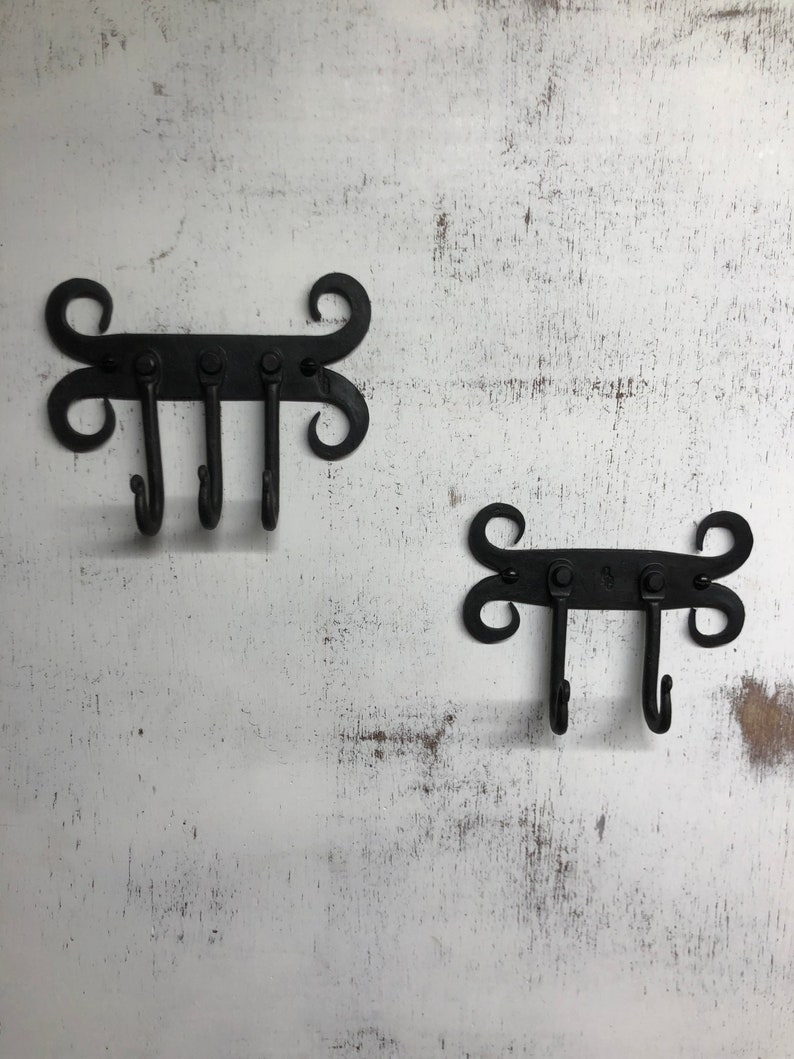 Set of Two Hand Forged Hook Racks With Rams Head Scrolls - Etsy