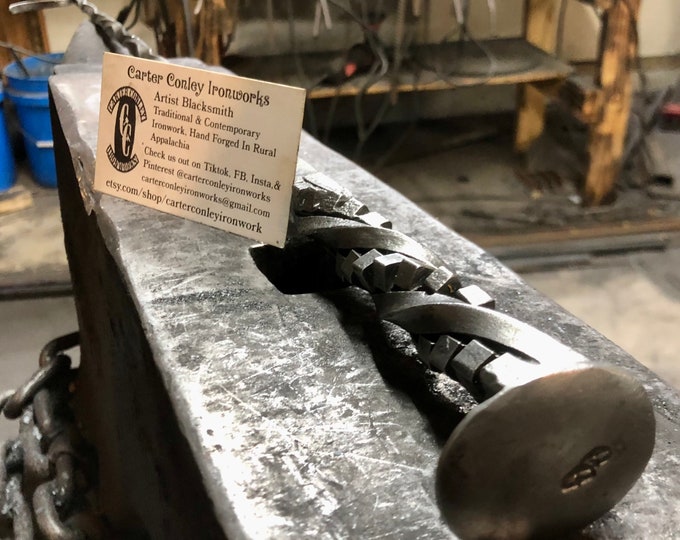 Railroad Spike Fire Poker Hand Forged Rubix Twist Handle Iron Fire ...